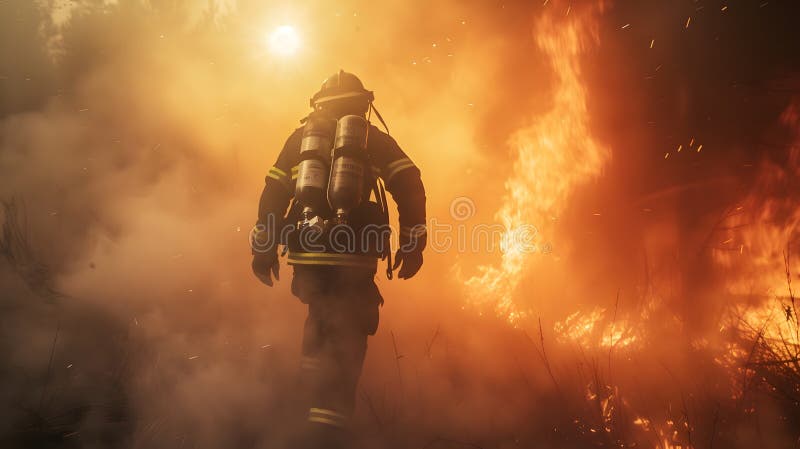 Firefighter Entering a Burning Building. this is AI Generative Image ...