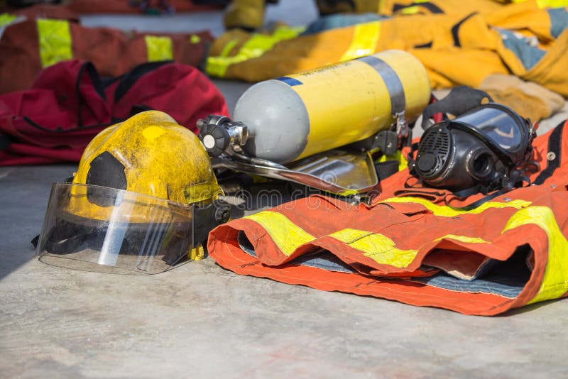 Firefighter Equipment Prepare for Operation Stock Image - Image of gear ...