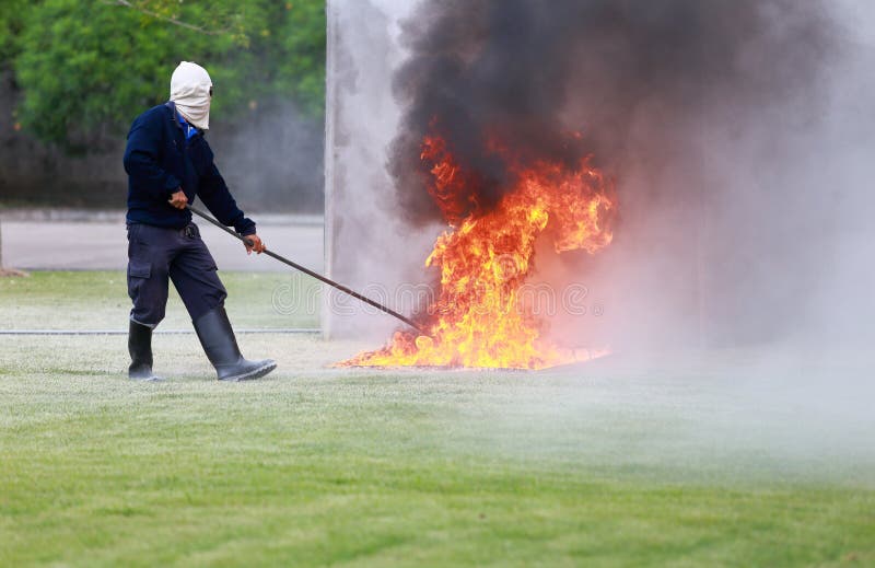 Firefighter Fighting for Fire Attack Training Stock Image - Image of ...