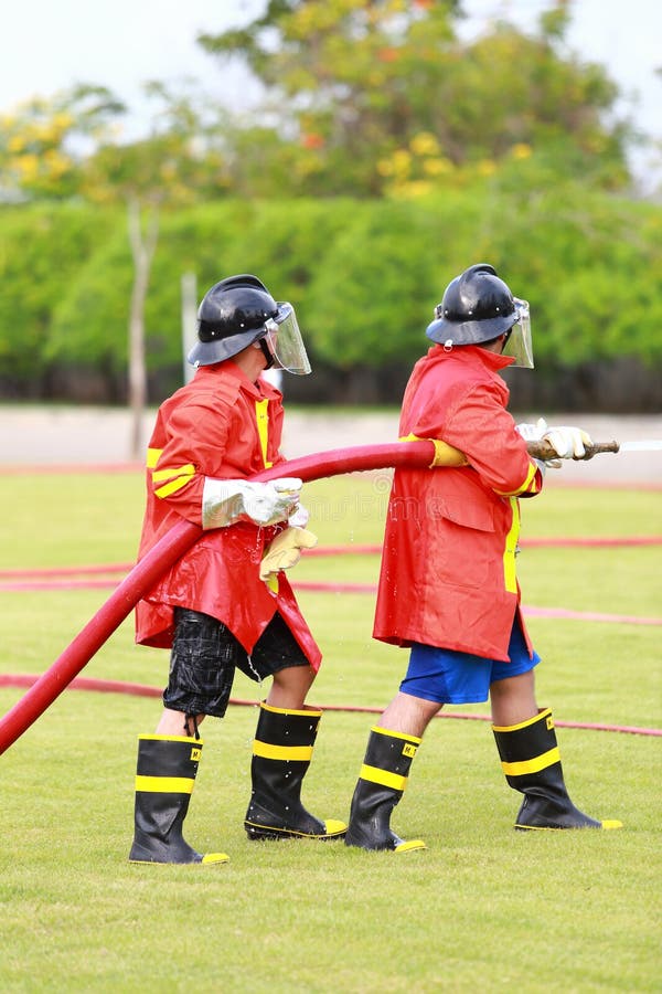 Firefighter Fighting for Fire Attack Training Editorial Photography ...
