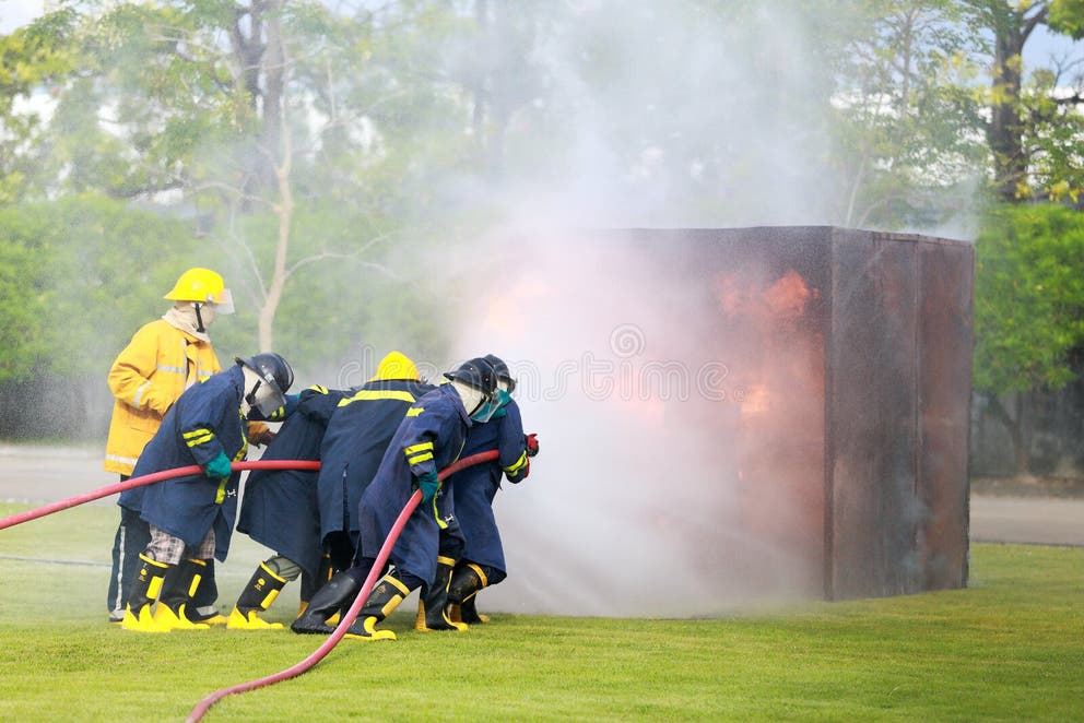 Firefighter Fighting for Fire Attack Training Stock Photo - Image of ...