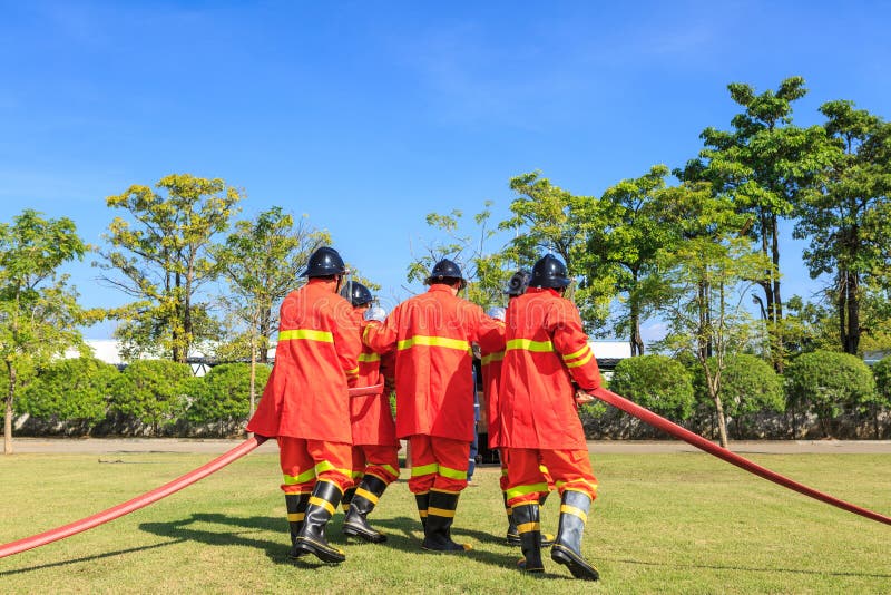 Firefighter Fighting for Fire Attack Training Stock Photo - Image of ...
