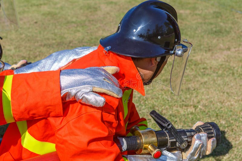 Firefighter Fighting for Fire Attack Training Editorial Photography ...