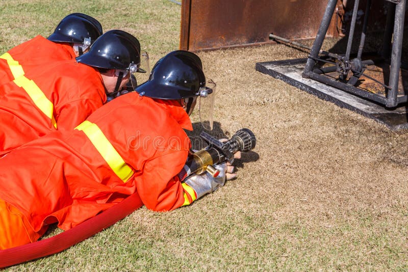 Firefighter Fighting for Fire Attack Training Editorial Stock Image ...