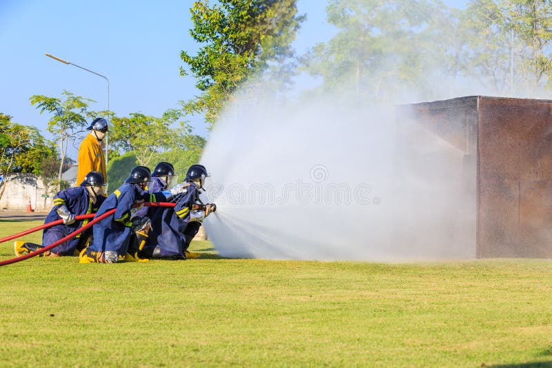 Firefighter Fighting for Fire Attack Training Editorial Stock Image ...