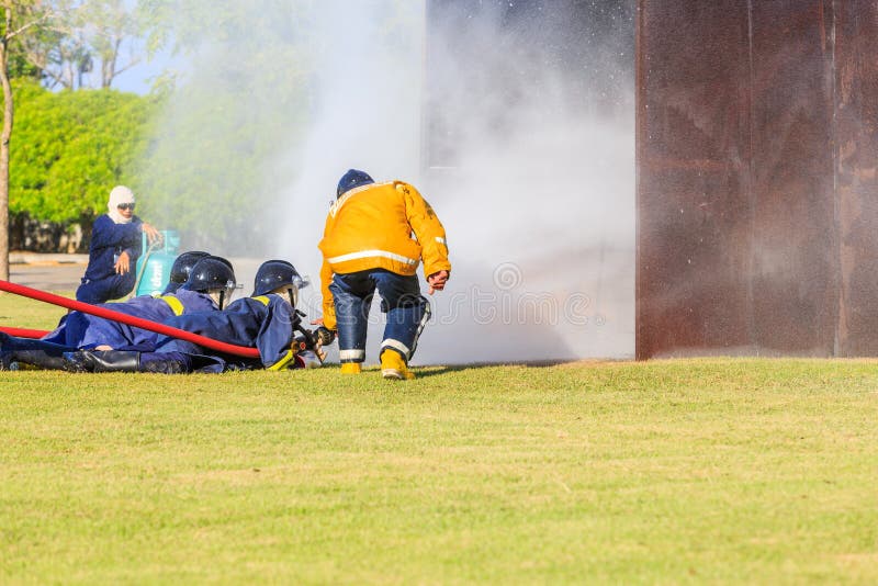 Firefighter Fighting for Fire Attack Training Editorial Image - Image ...