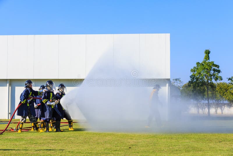 Firefighter Fighting for Fire Attack Training Editorial Stock Photo ...