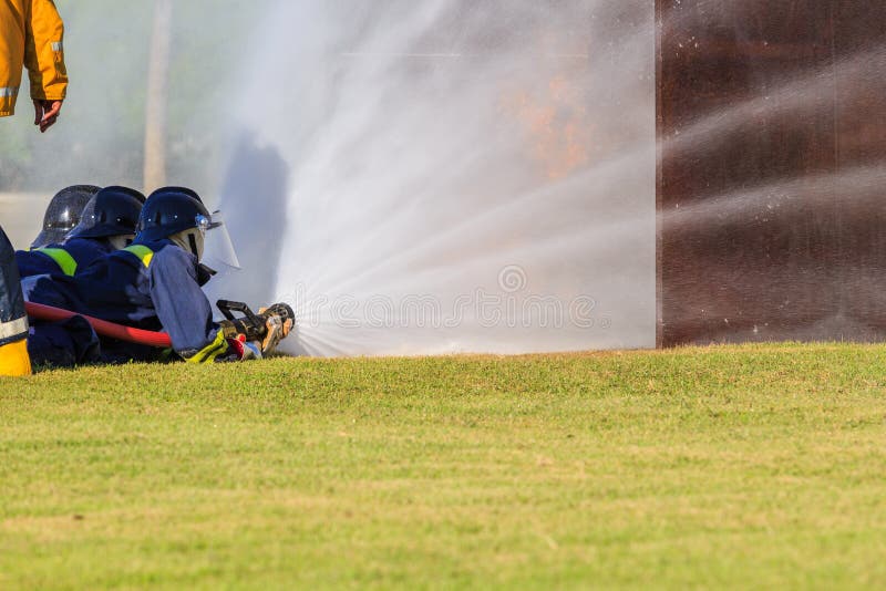Firefighter Fighting for Fire Attack Training Editorial Stock Photo ...