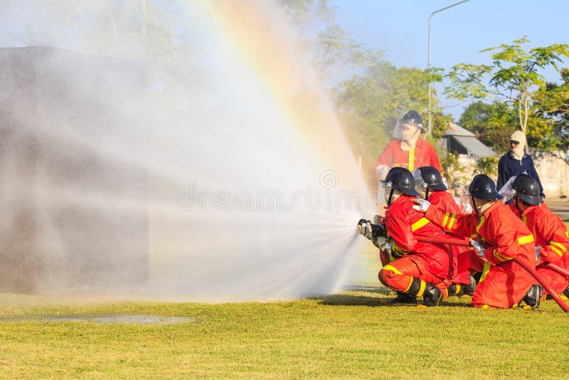 Firefighter Fighting for Fire Attack Training Editorial Stock Photo ...