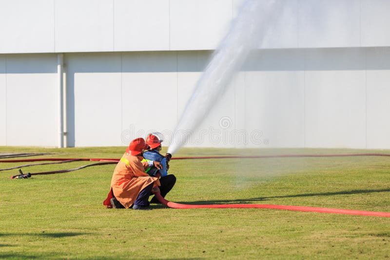 Firefighter Fighting for Fire Attack Training Editorial Photography ...