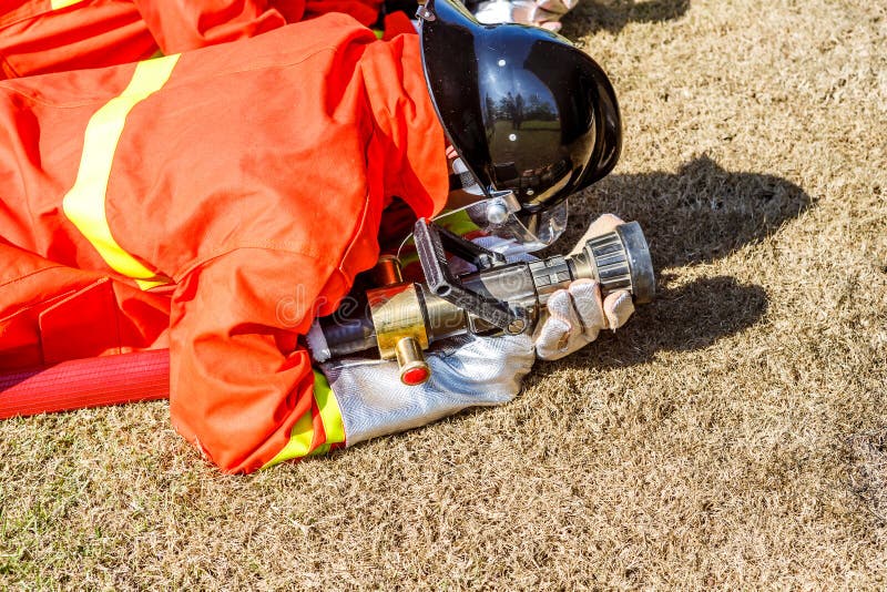 Firefighter Fighting for Fire Attack Training Stock Image - Image of ...