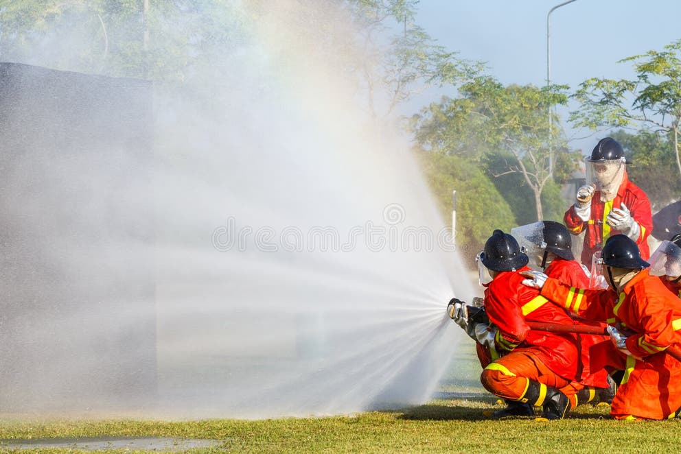 Firefighter Fighting for Fire Attack Training Editorial Photography ...