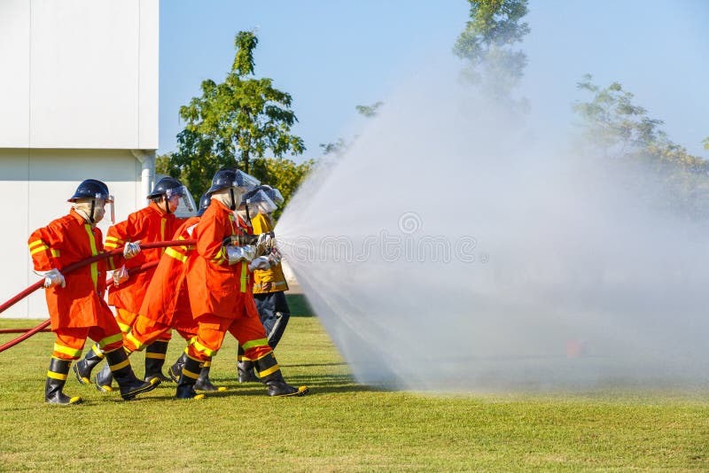 Firefighter Fighting for Fire Attack Training Stock Photo - Image of ...