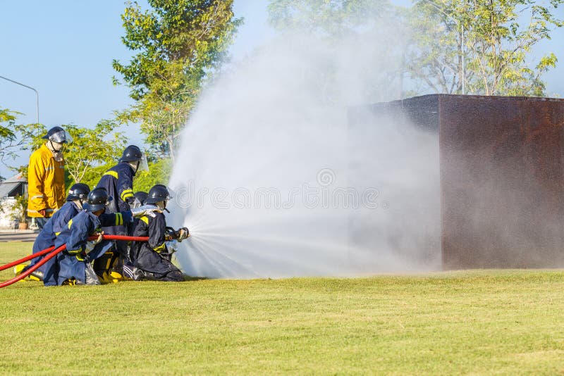 Firefighter Fighting for Fire Attack Training Stock Photo - Image of ...