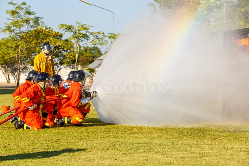 Firefighter Fighting for Fire Attack Training Stock Image - Image of ...