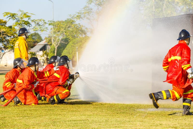 Firefighter Fighting for Fire Attack Training Stock Image - Image of ...