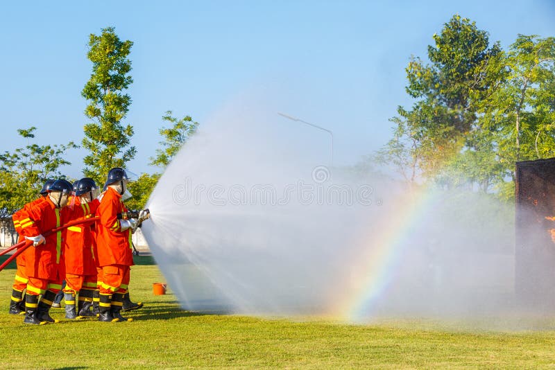 Firefighter Fighting for Fire Attack Training Stock Image - Image of ...