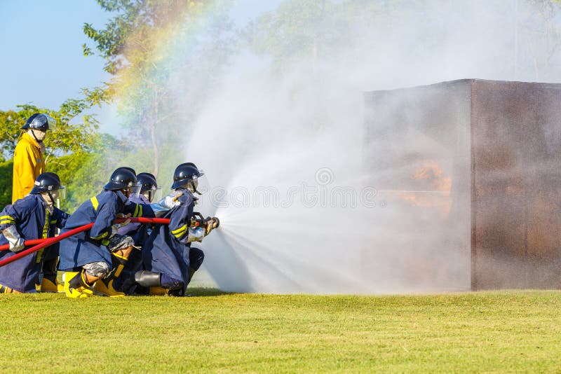 Firefighter Fighting for Fire Attack Training Stock Image - Image of ...