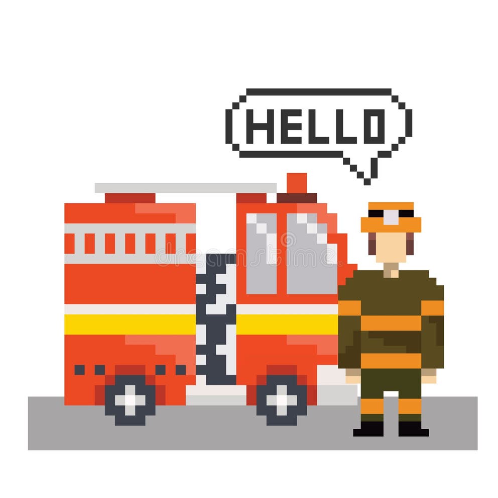 Firefighter Pixel Art Stock Illustrations – 64 Firefighter Pixel Art ...