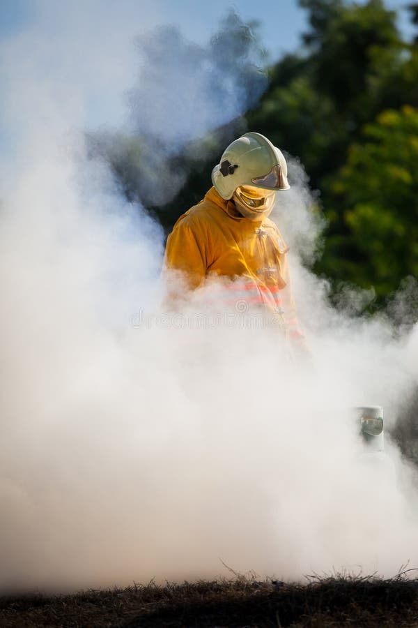 Firefighter with Fire and Suit for Protect Fire Fighter for Training ...
