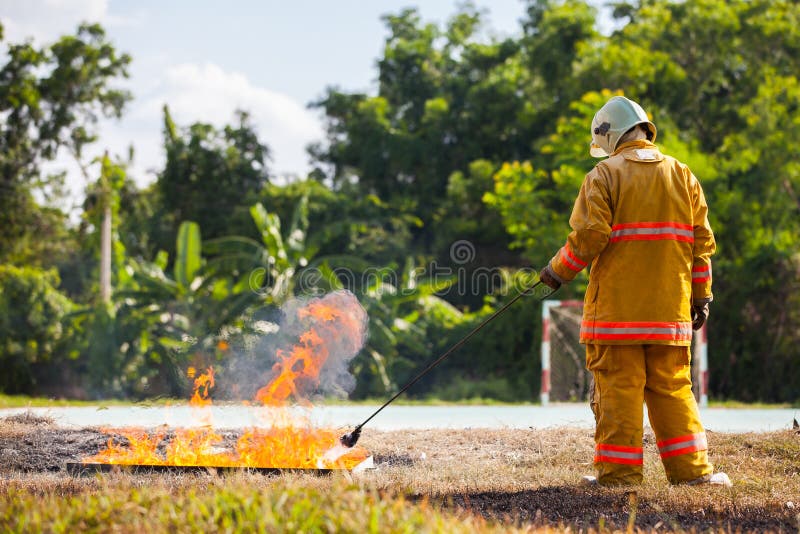 Firefighter with Fire and Suit for Protect Fire Fighter for Training ...