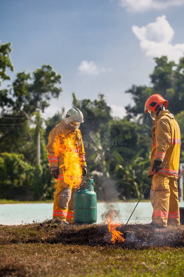 Firefighter with Fire and Suit for Protect Fire Fighter for Training ...