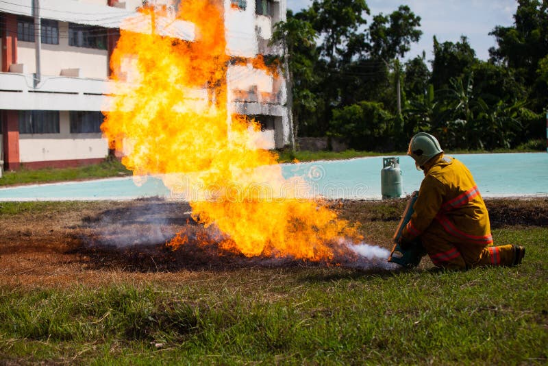 Firefighter with Fire and Suit for Protect Fire Fighter for Training ...