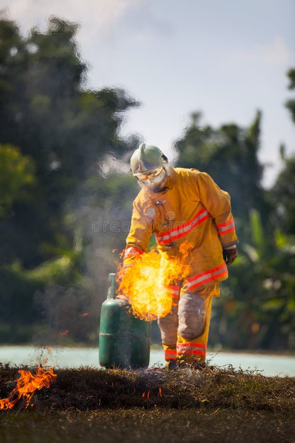 Firefighter with Fire and Suit for Protect Fire Fighter for Training ...