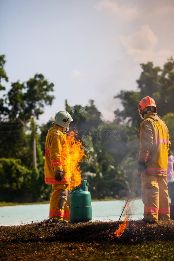 Firefighter with Fire and Suit for Protect Fire Fighter for Training ...