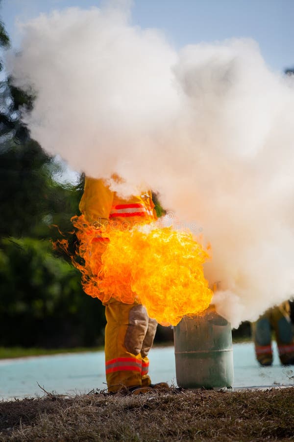 Firefighter with Fire and Suit for Protect Fire Fighter for Training ...