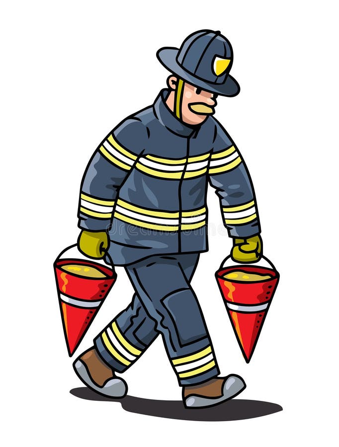 Firefighter with a Fire Extinguisher Stock Vector - Illustration of ...