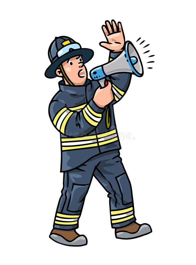 Firefighter or Fireman with a Megaphone Stock Vector - Illustration of ...