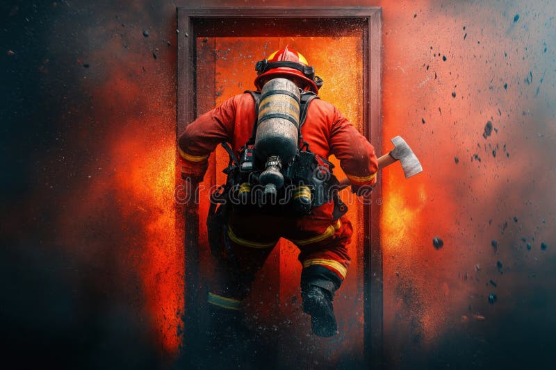 Firefighter Breaks Down Door during Rescue Operation Amid Intense ...