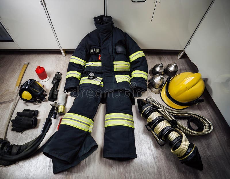 Firefighter Gear Laid Out Methodically for Quick Access during Critical ...