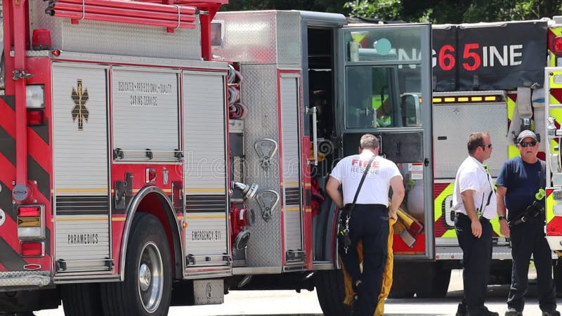 Firefighter Getting Ready beside Fire Engine at Charlie Wheeler ...