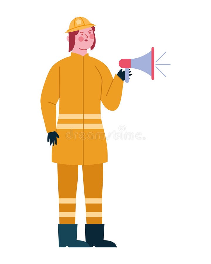 Firefighter Girl with Megaphone Stock Vector - Illustration of ...