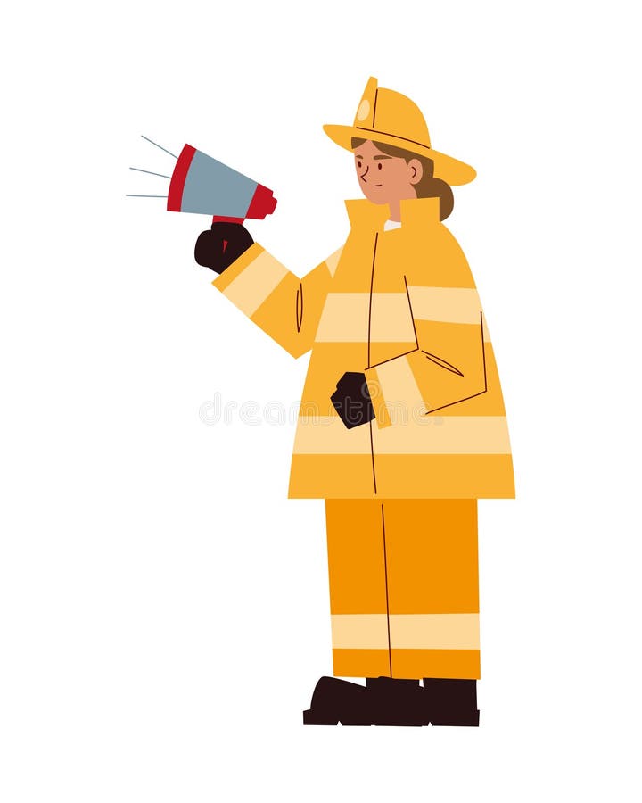 Firefighter Girl with Megaphone Stock Vector - Illustration of ...