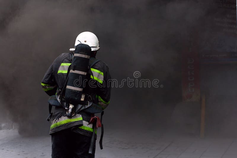Firefighter, Going in a Fire. Editorial Stock Photo - Image of devours ...