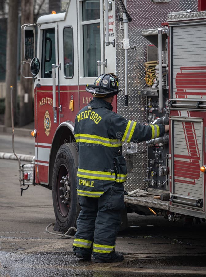 Firefighter at an Industrial Fire Editorial Photo - Image of industry ...