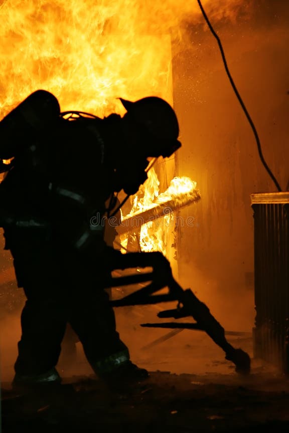 Firefighter Inside House stock photo. Image of hero, protect - 2533466