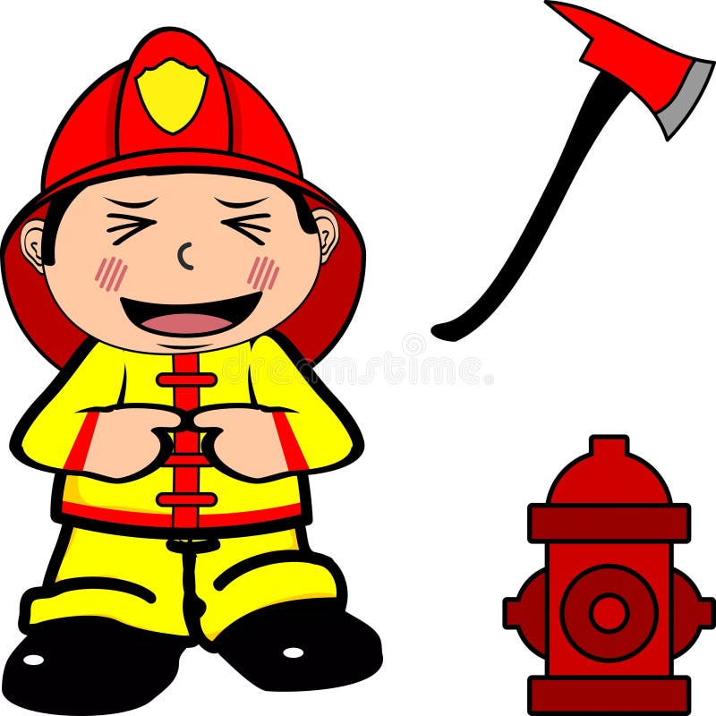 Firefighter Kid Cartoon Funny Expression3 Stock Vector - Illustration ...