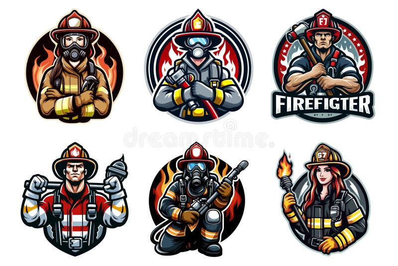 "Firefighter Mascot Logo, Emblem, Talisman Vector Illustration EPS10 on ...