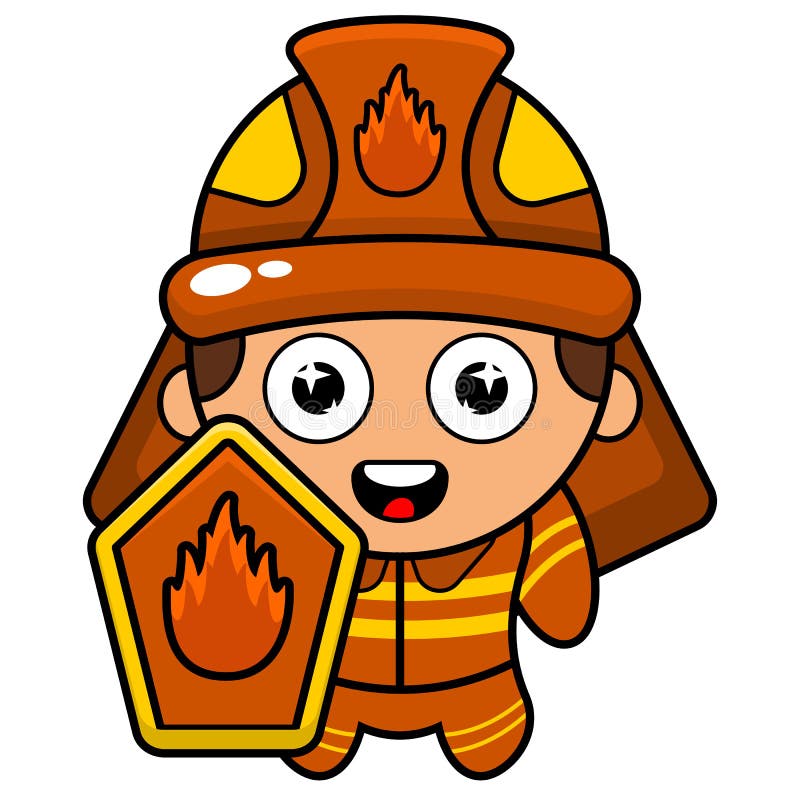 Firefighter Mascot with Shield Stock Vector - Illustration of face ...