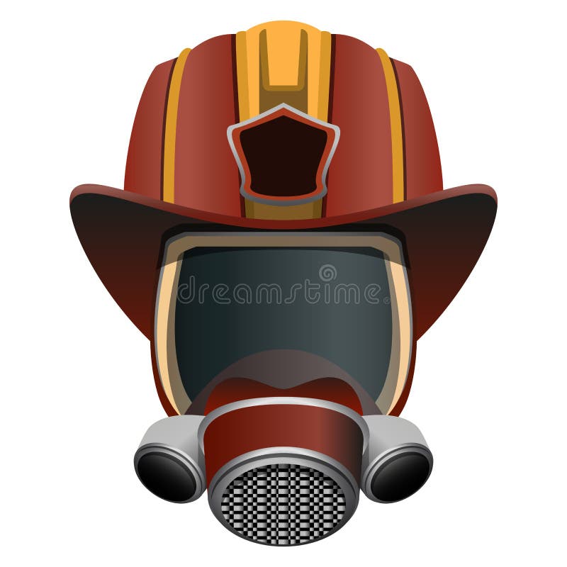 Firefighter Mask and Helmet. Head of a Firefighter Stock Illustration ...