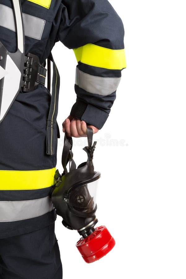 Firefighter with Mask and Protective Suit Stock Photo - Image of face ...