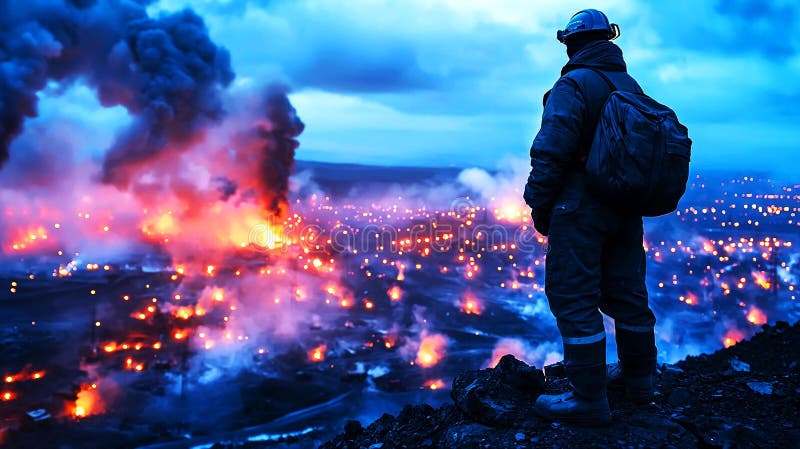A Firefighter Observes the Aftermath of a Large Industrial Disaster at ...