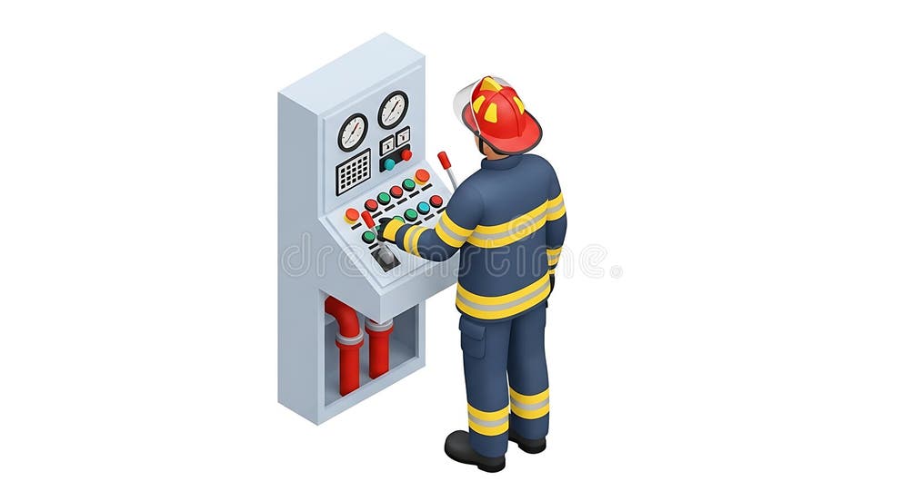 Firefighter Operating Control Panel in Isometric View Stock Photo ...