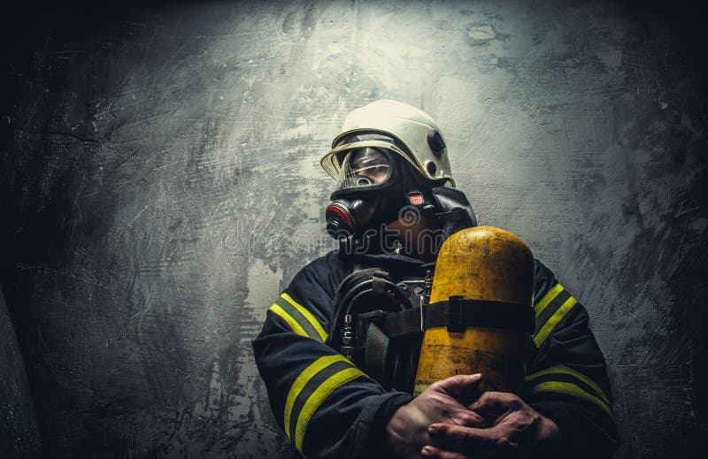 Firefighter in Oxygen Mask. Stock Image - Image of fireman, safety ...