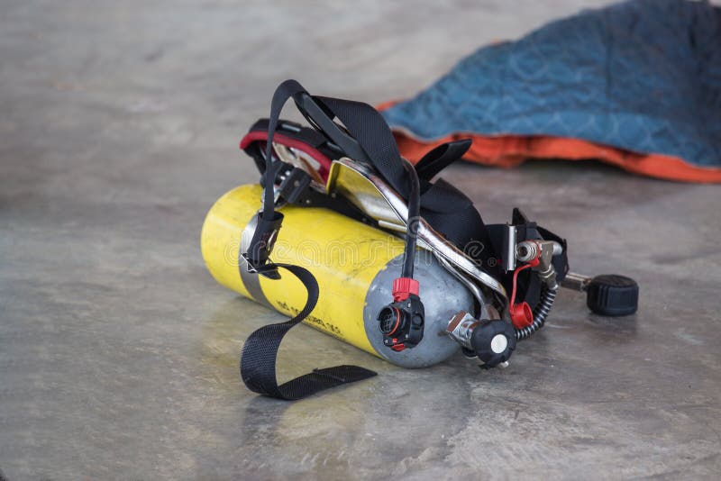Firefighter with Oxygen Cylinder of Self-contained Breathing App Stock ...