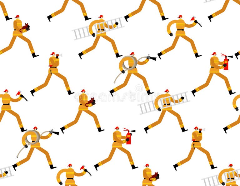 Firefighter Pattern Seamless. Fireman Background Stock Vector ...